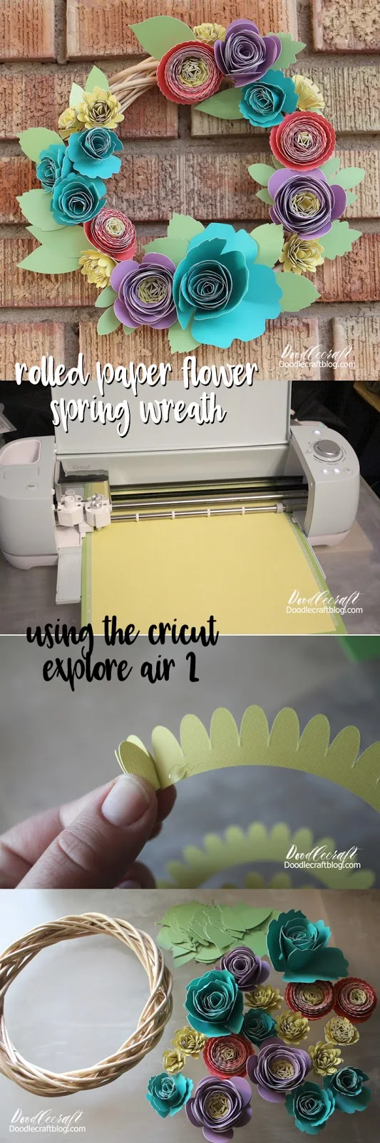 Rolled Paper Flower Spring Wreath--with Cricut Explore Air 2!