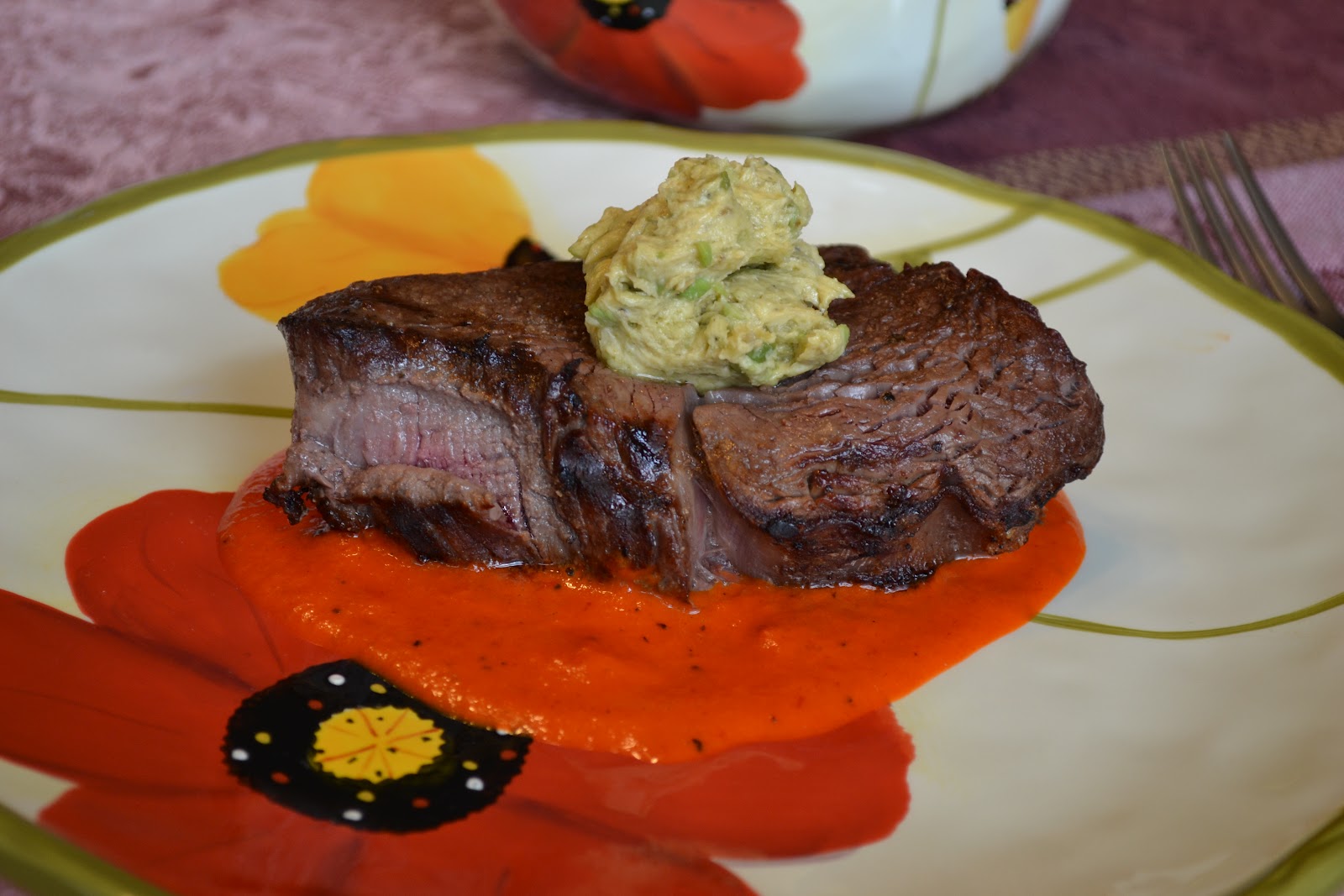 A Taste of Alaska: Beef Fillet with Red Pepper Coulis and Avocado Butter