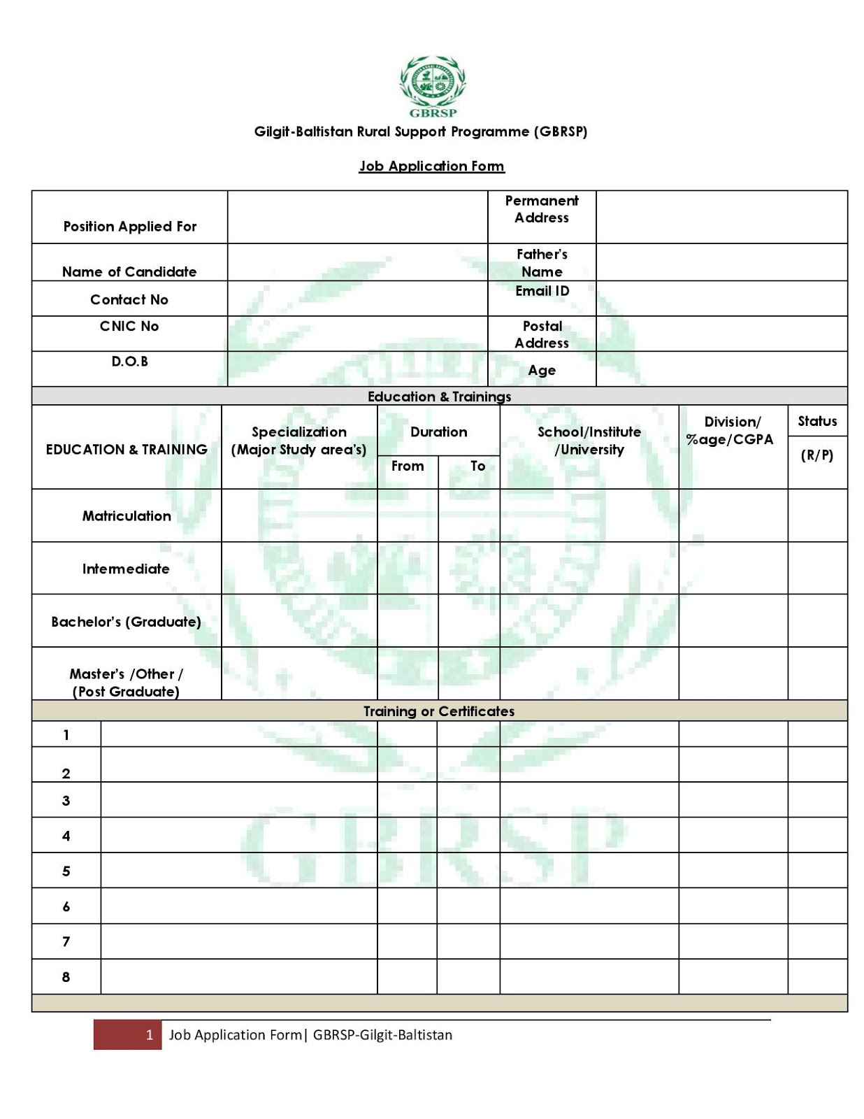 Gilgit-Baltistan Rural Support Programe (GBRSP) invites Application ...