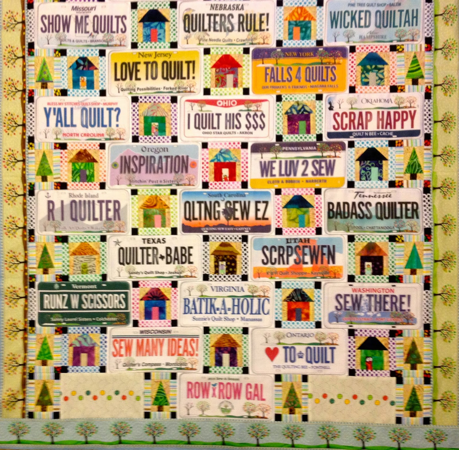 Susan's Quilt Creations: 2014 License Plate Quilt