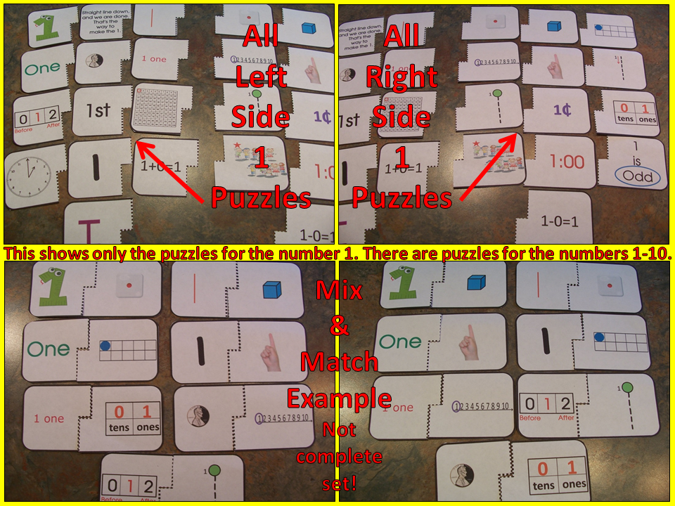 Hand to Heart : Math Number Sense Interchangeable Mix and Match Puzzles ...