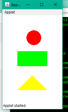 Write a program to create an applet for displaying circle, rectangle ...