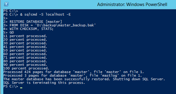 Travis Gan: SQL Server - Restore and Rebuild Master Database