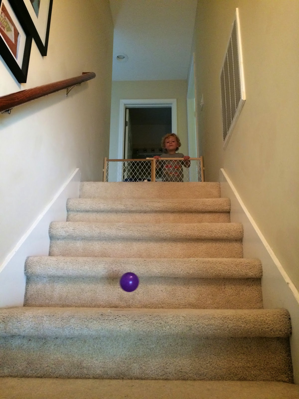 baby, what were we thinking?: How we played: ball + box + stairs + mama