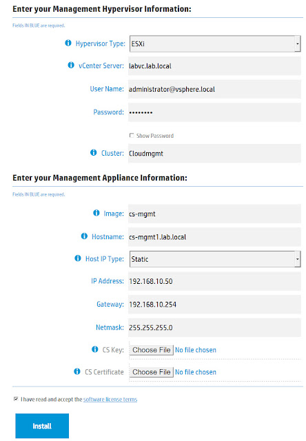 VMware Snapshots: Installing HP Cloudsystem 9.0 - Part 1