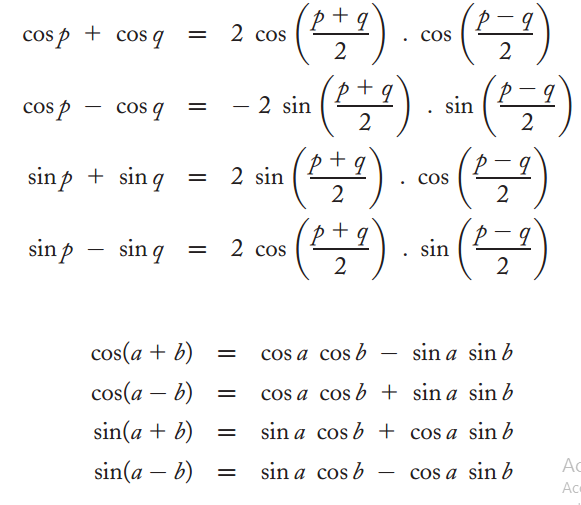 Formules de trigonométrie. - Études Supérieures Physique