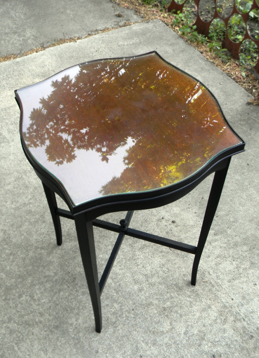 Wallmarks: Black Tea Table with Glass Top Insert