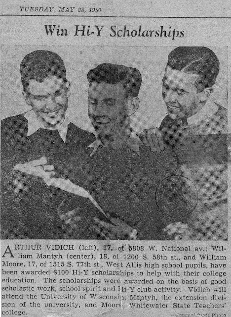 A Pictorial Biography of Arthur Vidich: Art Vidich at age 17 received a ...