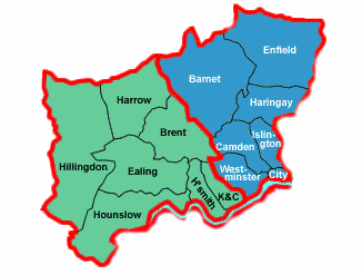 West London City Region Map | Map of London Political Regional