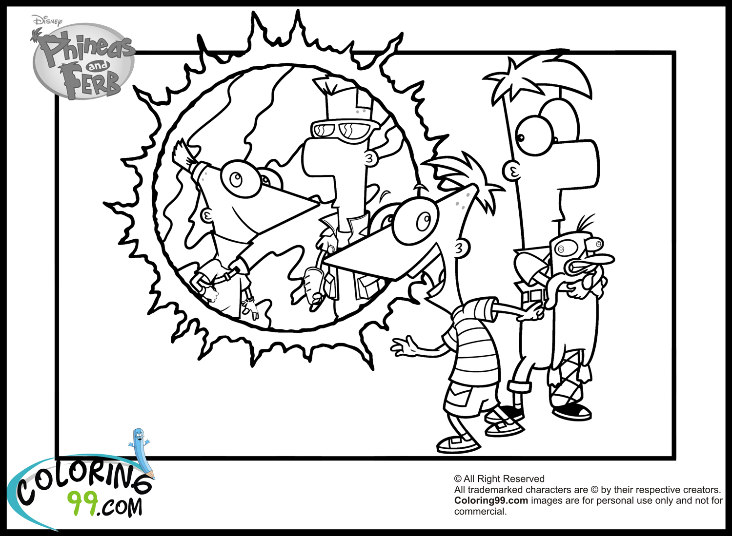 Phineas and Ferb Coloring Pages | Team colors