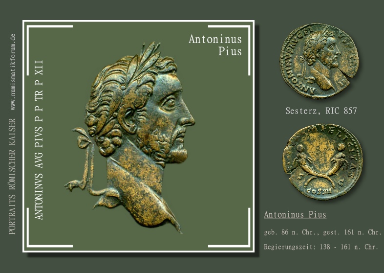 römische Kaiserportraits auf Münzen: Antoninus Pius