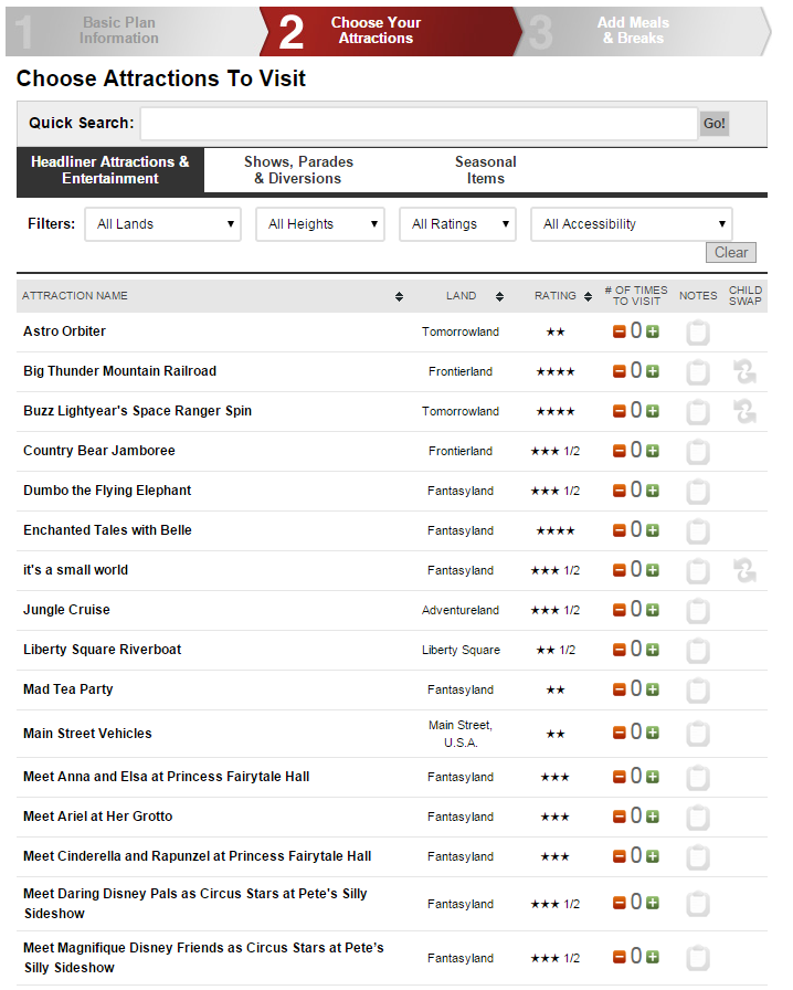 PinnieMouse: Touring Plans