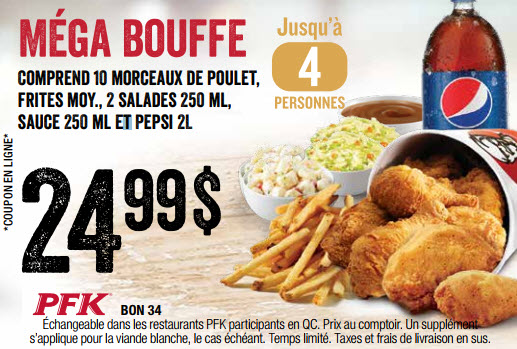 Coupons PFK Québec 2018 | Coupons au Québec