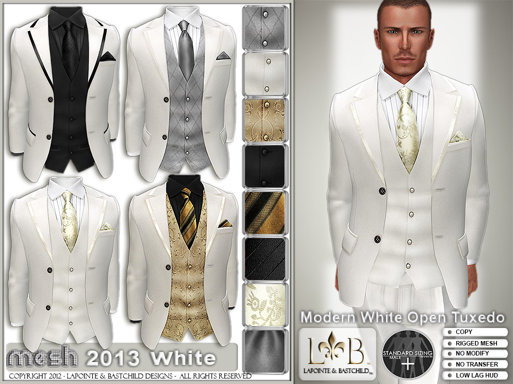 LAPOINTE AND BASTCHILD: Mesh Modern White Open Tuxedos!