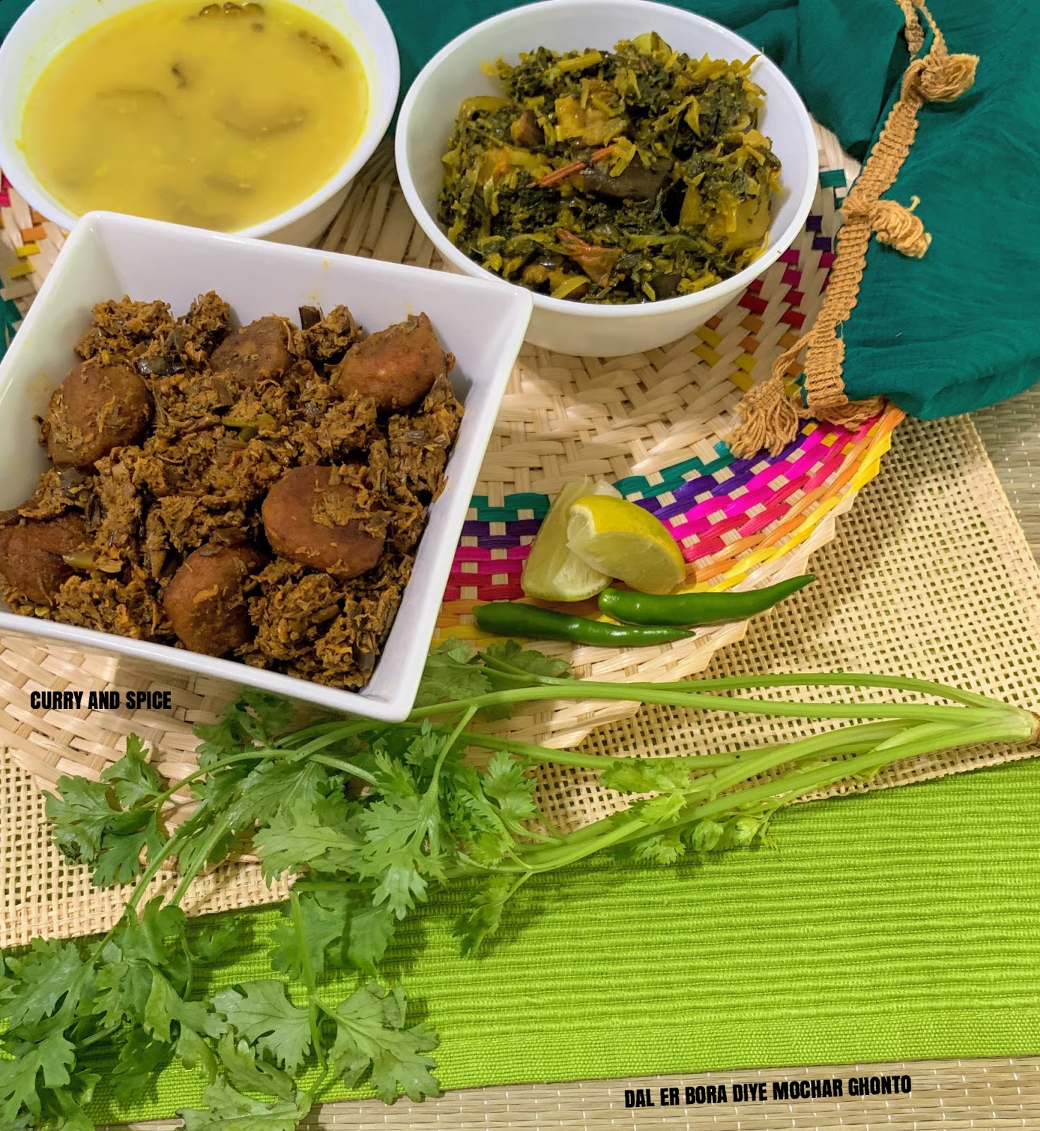 CURRY AND SPICE: DAL ER BORA DIYE MOCHAR GHONTO