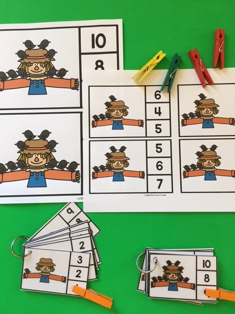 Fall Clip Cards -Numbers 1-10 (6 sets) ~ Preschool Printables
