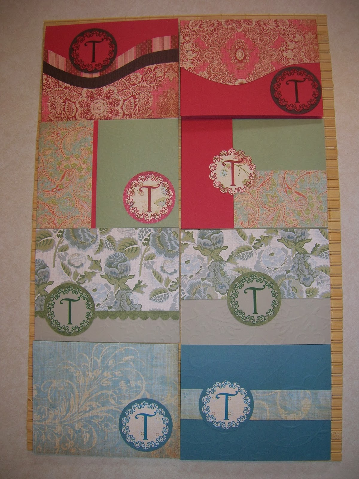 Handmade by Davenie: Set of 8 monogram note cards