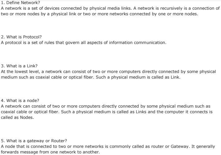 computer networks questions and answers