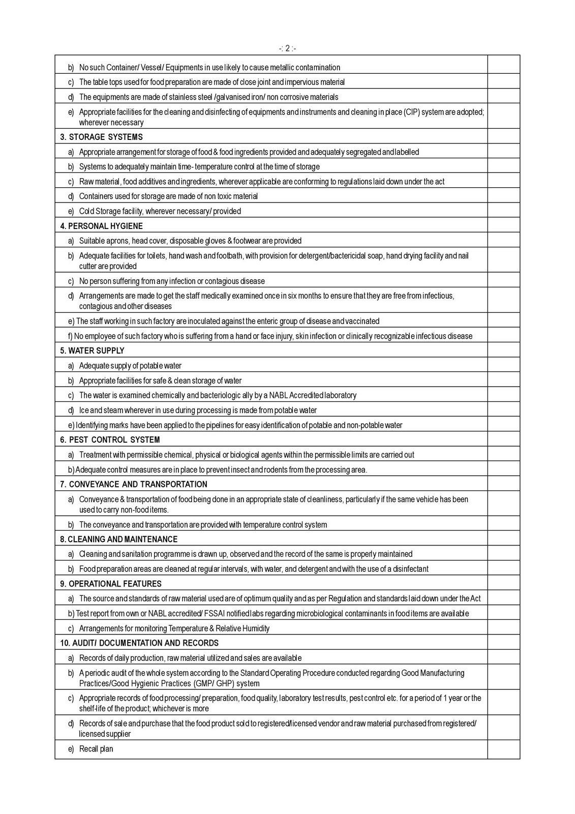 FOOD SAFETY LATEST: FSO INSPECTION FORM FOR EXISTING & NEW LICENSE