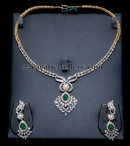 Simple Diamond Set by Manjula Jewels - Jewellery Designs