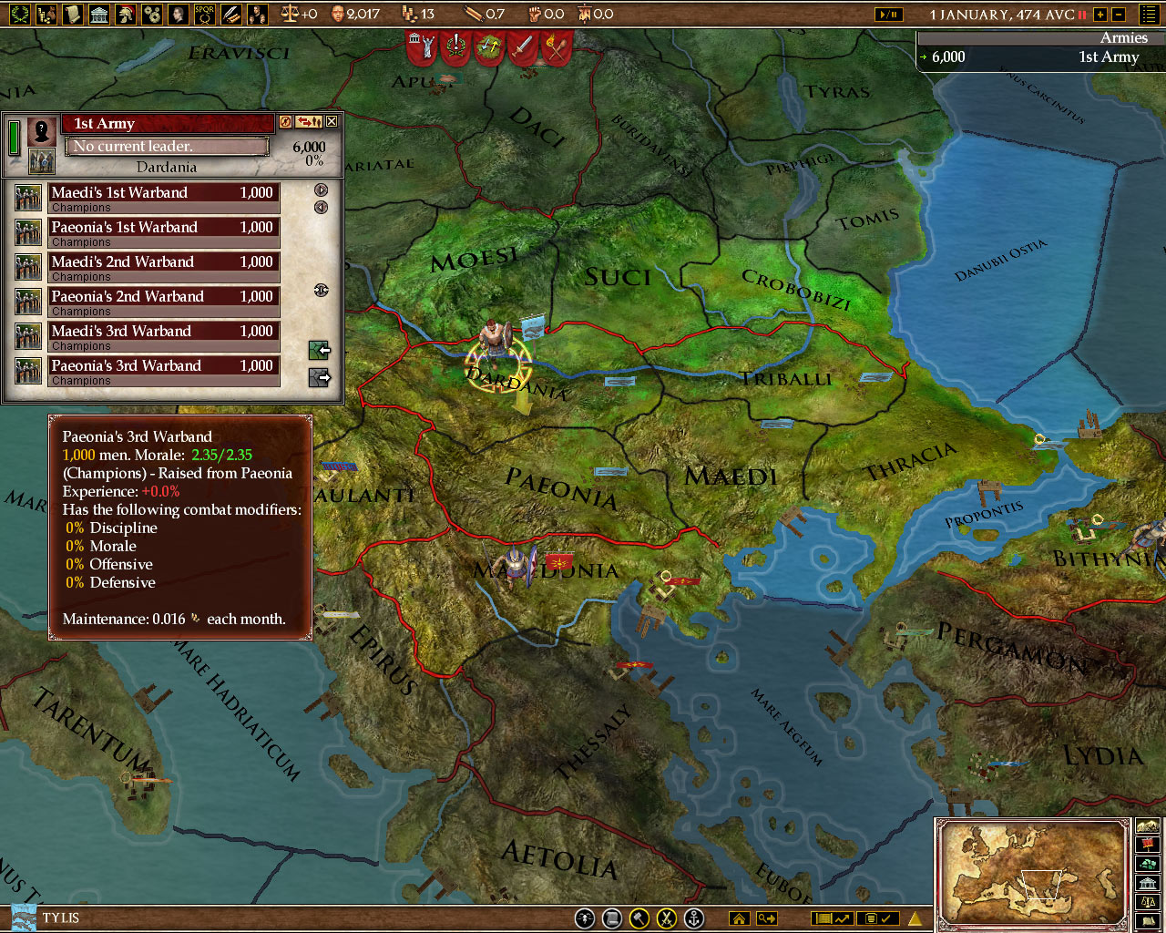 The Best Games Ever: Army Screen | Europa Universalis: Rome