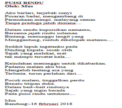 Puisi Rindu, Oleh Mus