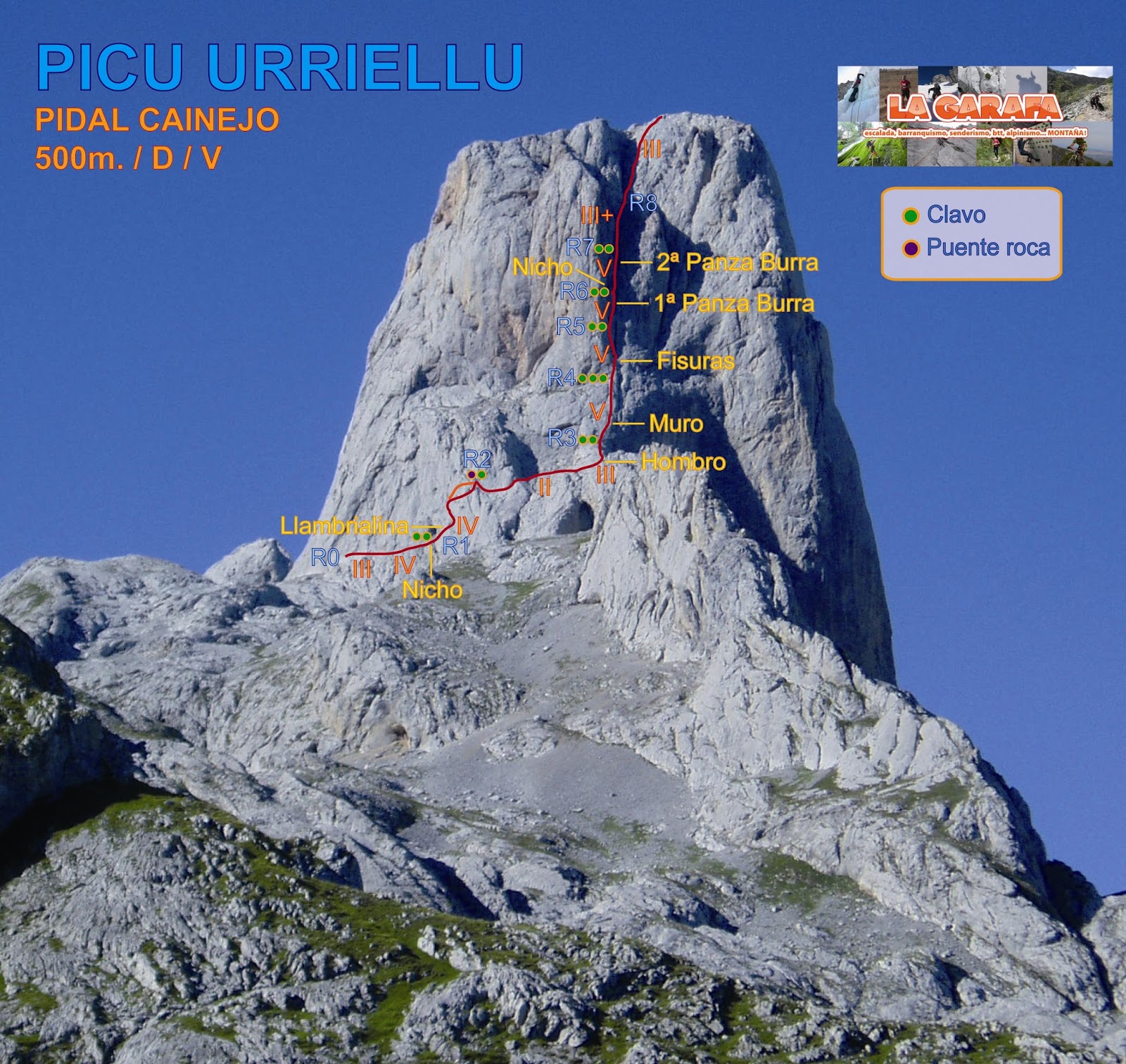 La Garafa: Picu Urriellu: Pidal-Cainejo