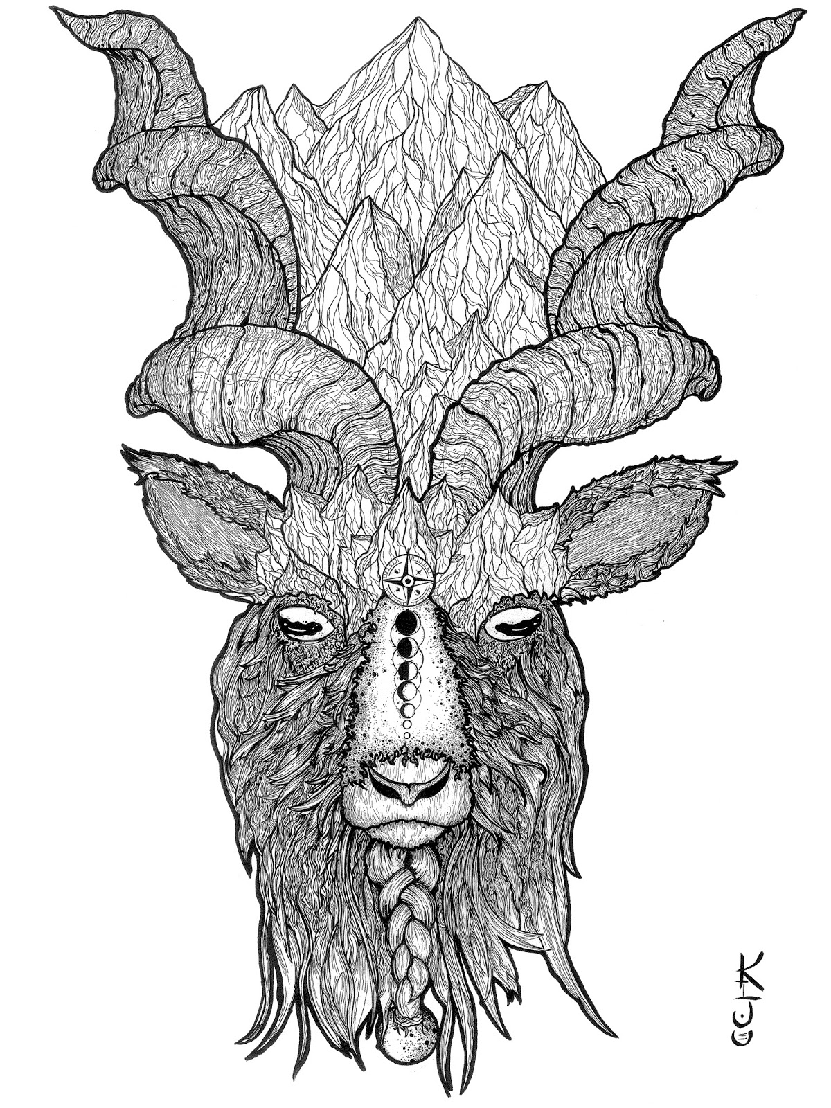 "Markhor," Micron pens on paper, 19"x24" : r/Art