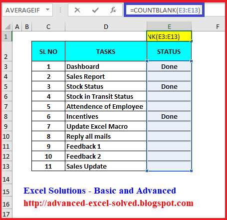 Count Blank Cells - COUNTBLANK Function | Excel Solutions - Basic and ...