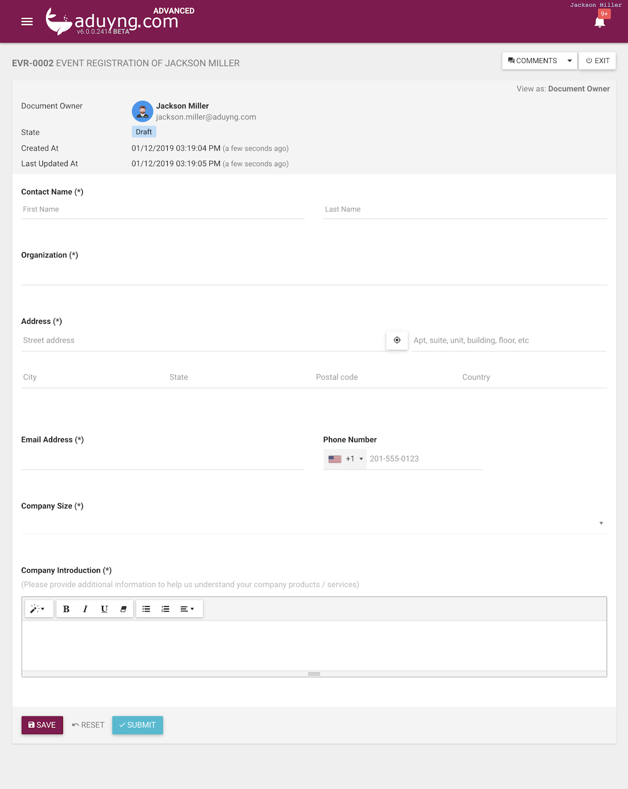 Rethink Workflow Support: Event Registration