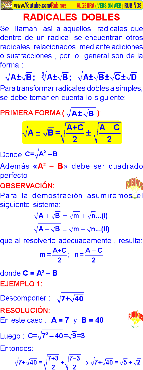 RADICALES DOBLES A SIMPLES PROBLEMAS RESUELTOS PDF