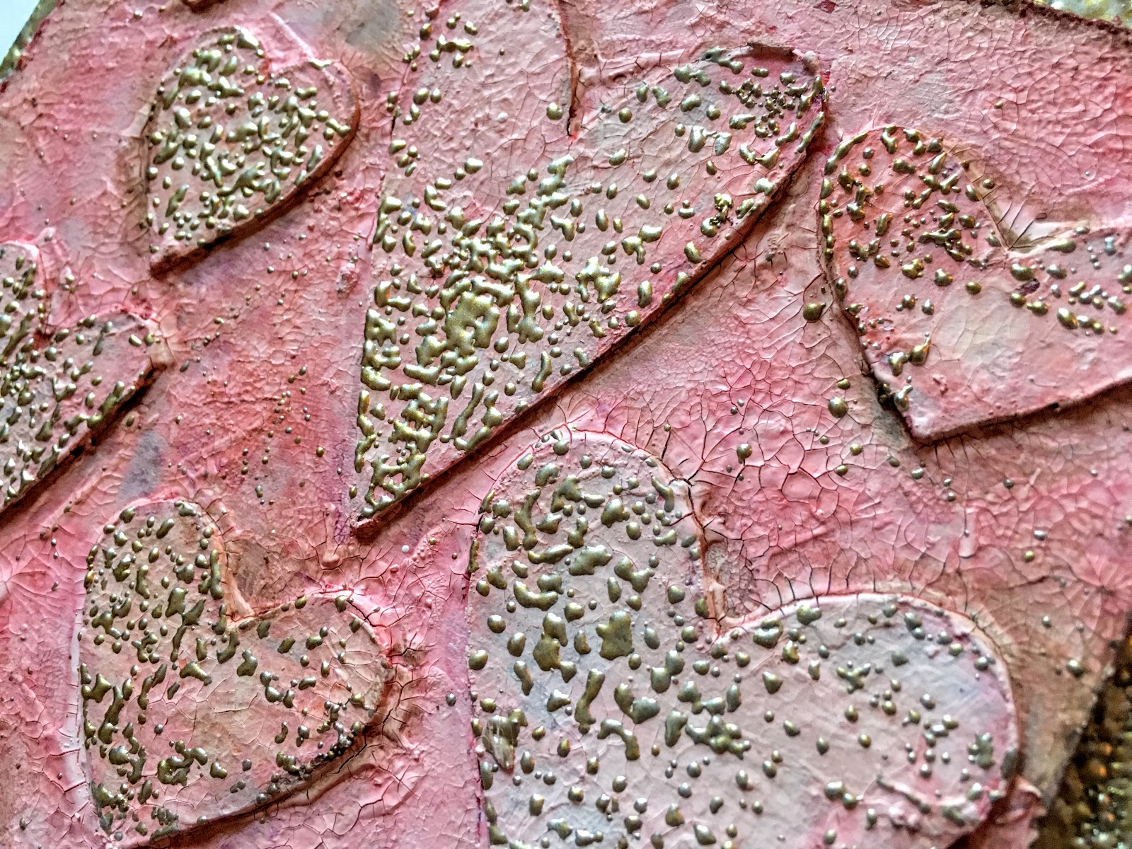 SewPaperPaint: Crackle Paste Hearts Mixed Media Valentine