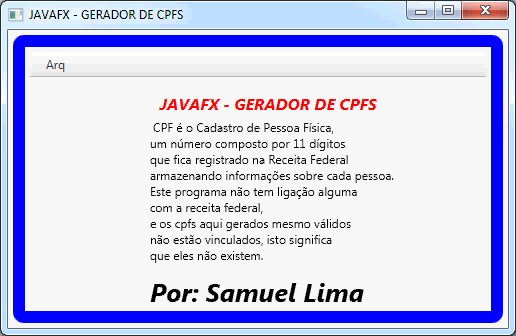 Samuel Lima Programador C C Java Javafx Gerador De Cpf