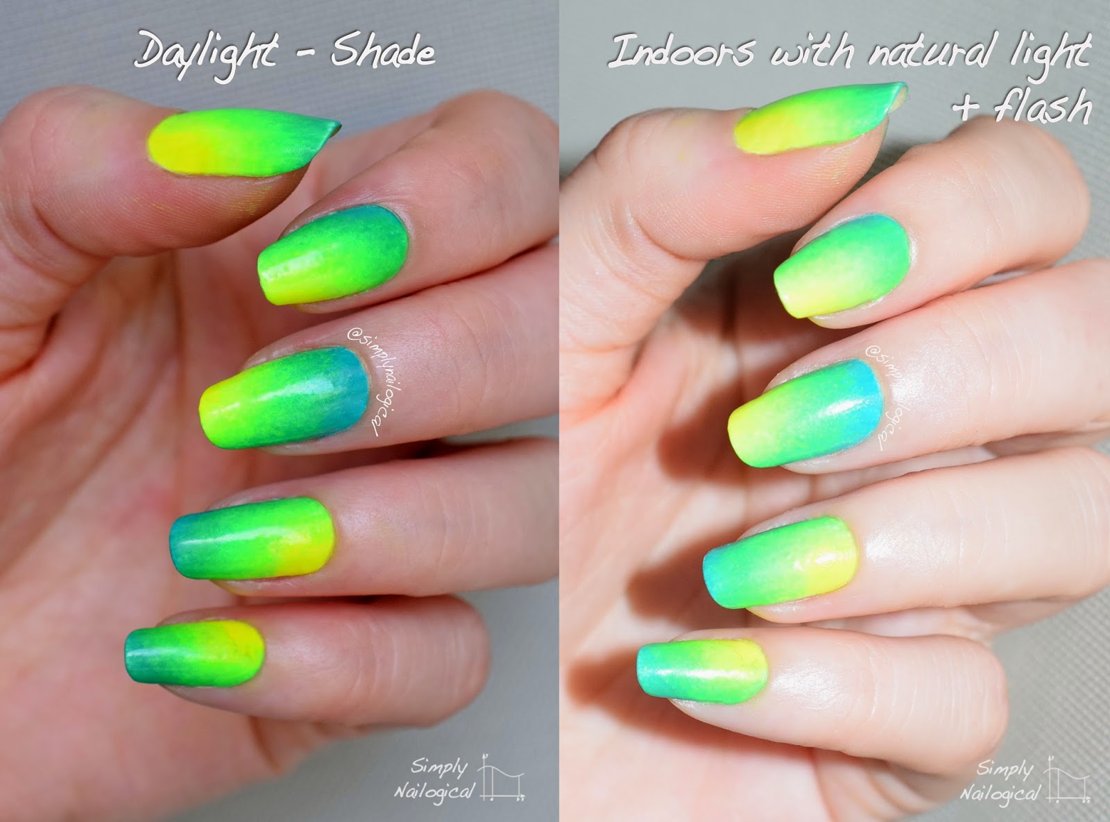 Simply Nailogical: Neon green and yellow corner gradient
