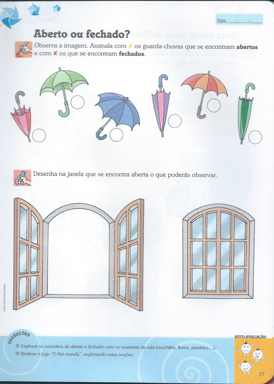 Aprende Brincando: Aberto ou Fechado? - Ficha do Pré-Escolar