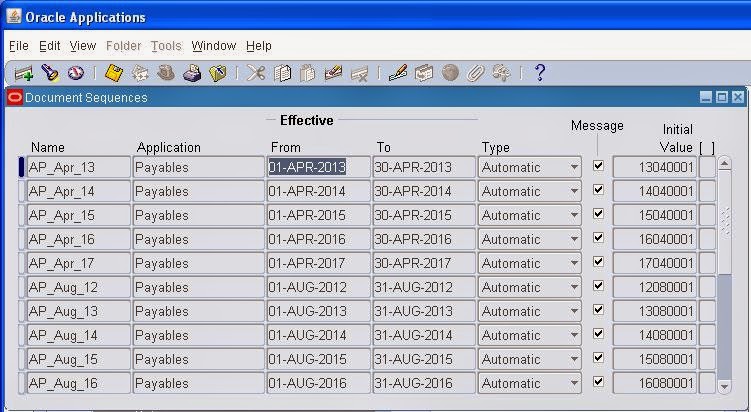 Learn Oracle Apps : Creating Documents Sequence in Oracle EBS R12