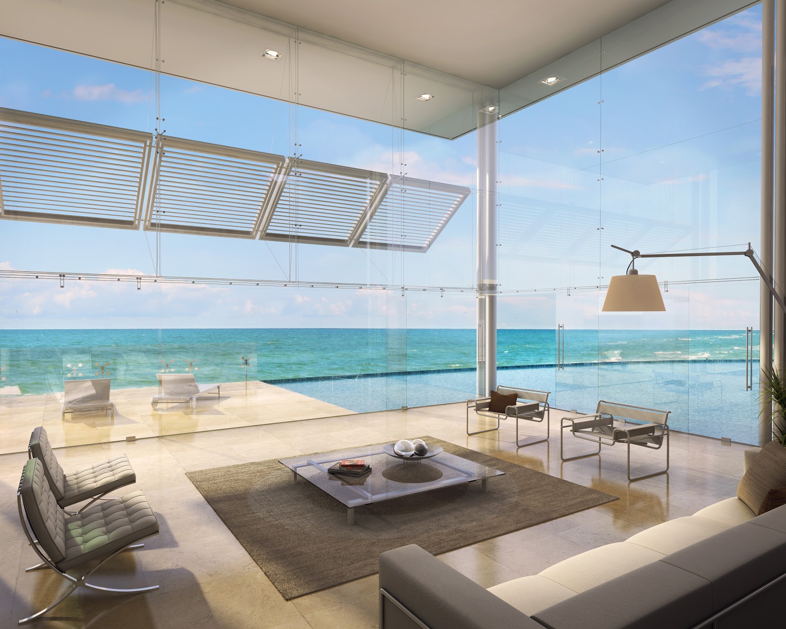 Render Interior Living Casa en Uruguay