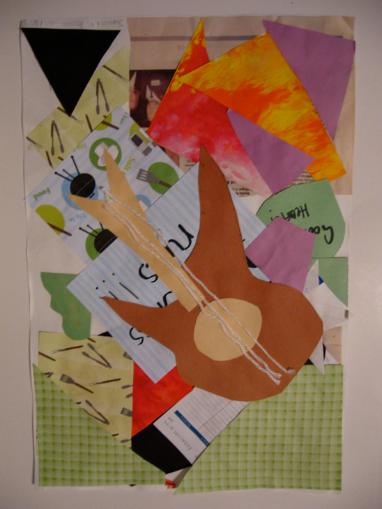 Bright and Shiny Art: Picasso inspired cut paper Instrument collages