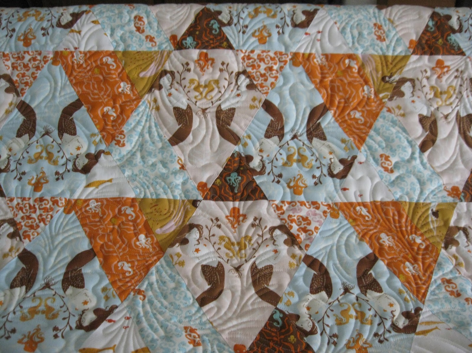 Moonbear Longarm Quilting: Mermaids swimming in Seaweed