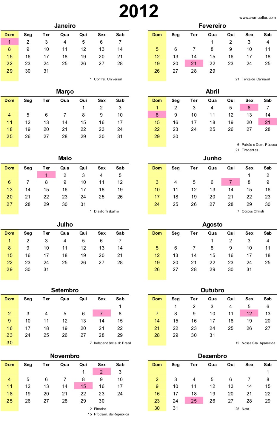 Calendarios 2012 para imprimir - Imagui