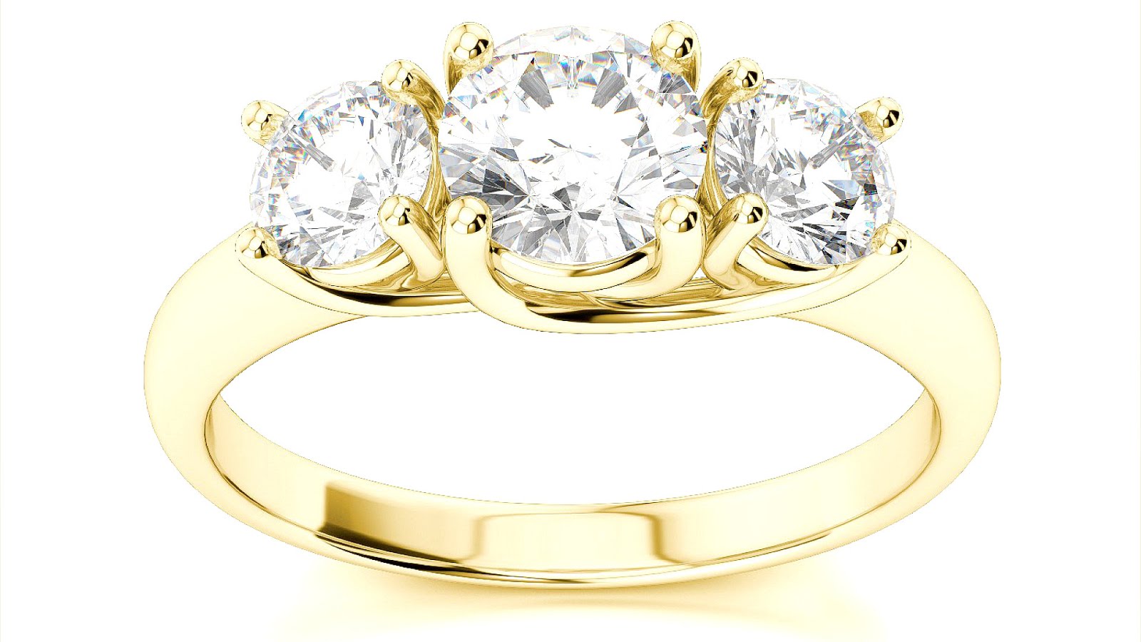 Three Stone Yellow Gold Engagement Rings - Gold Choices