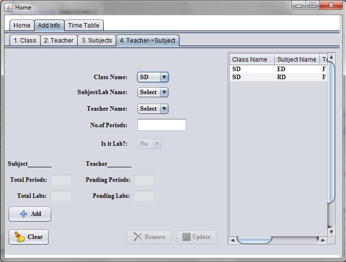 Core Java: Quick Time Table Setter