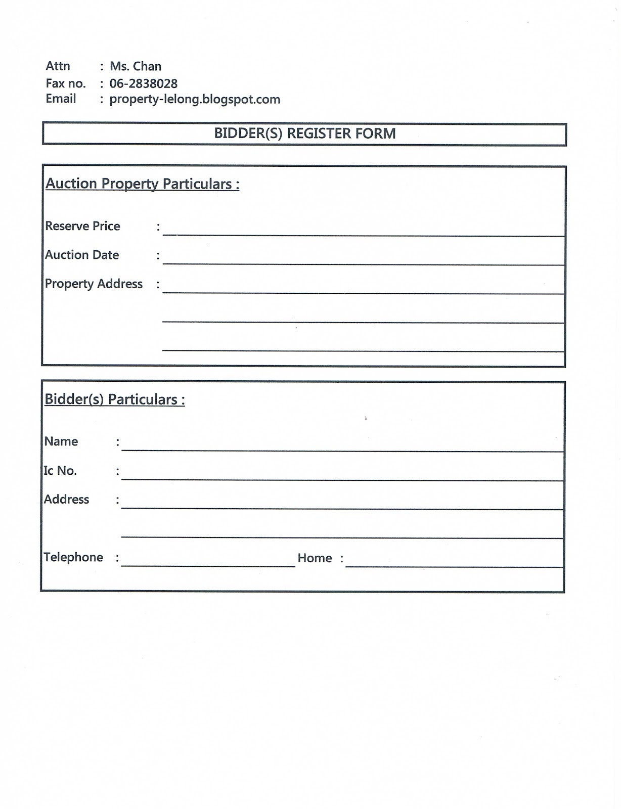 Property Auction / Property Sales l CK PRO ENTERPRISE : Registration Form