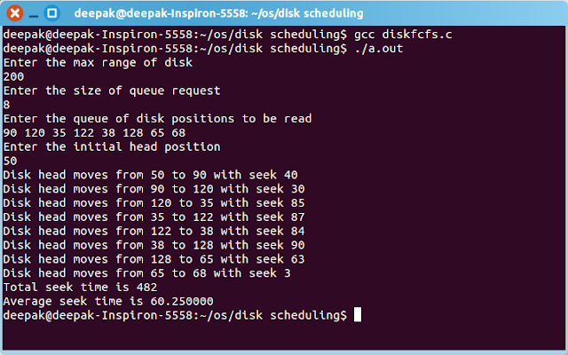 Lab programs for CSE Students: C program for FCFS disk scheduling algorithm