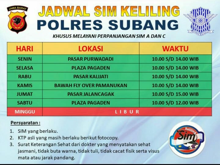 Jadwal SIM Keliling Subang 2018 - Sakaran News Jadwal SIM Keliling Subang 2018 - Sakaran News