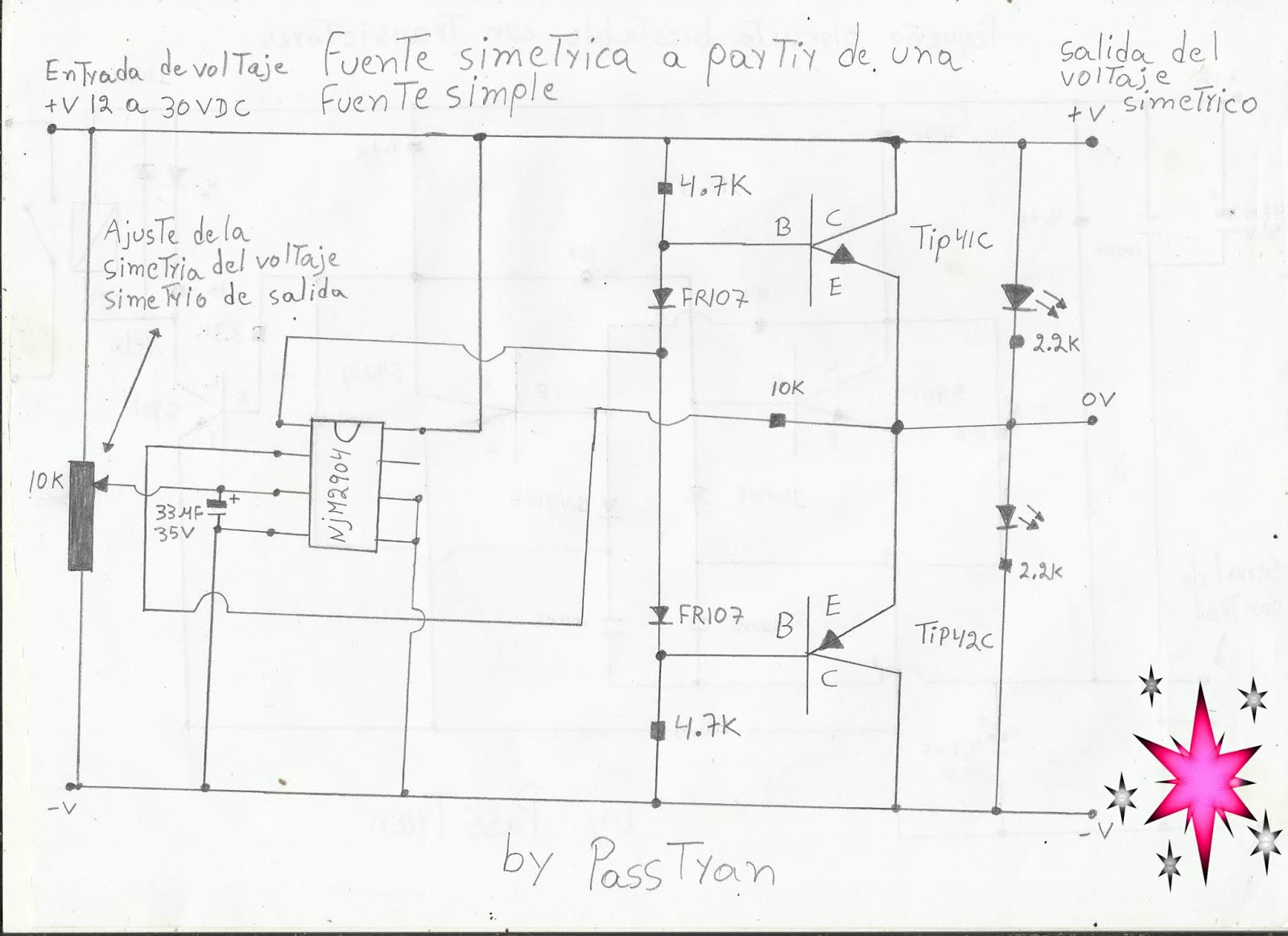 fuente simétrica o dual a partir de una fuente simple