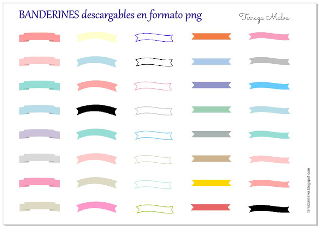 BANDERINES IMPRIMIBLES EN FORMATO PNG / PNG BANNERS | Terraza Malva