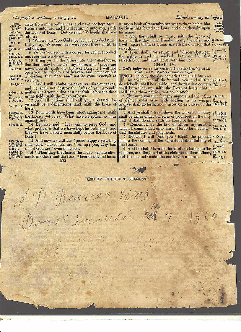 The Beavers Family Tree: Pages from a Family Bible, a Couple of Census ...