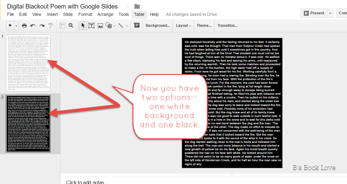 B s Book Love How To Create A Blackout Poem Using Google Slides B s Book Love How To Create A Blackout Poem Using Google Slides