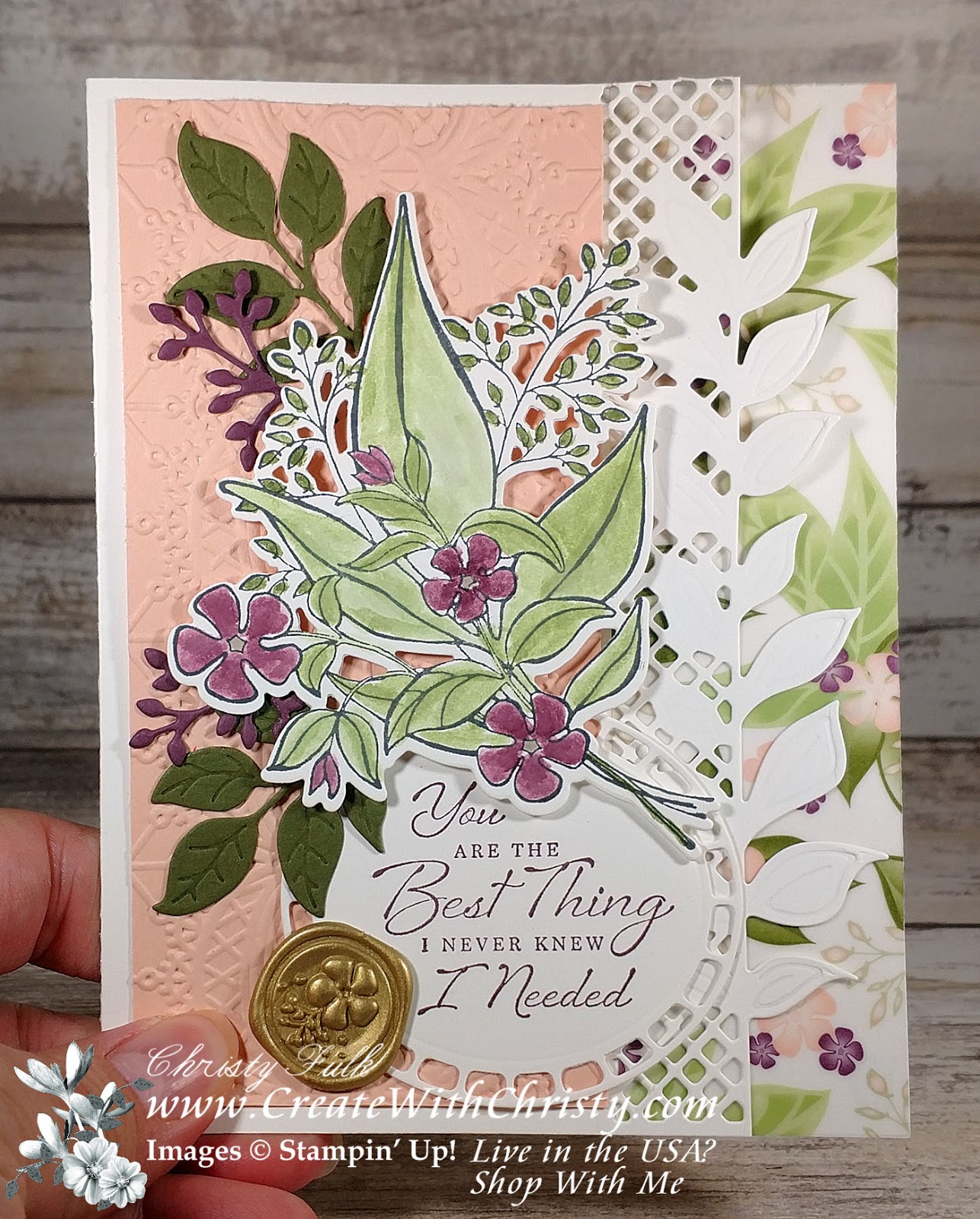Wonderful Romance Leaf Trim Card - Video [Create With Christy]